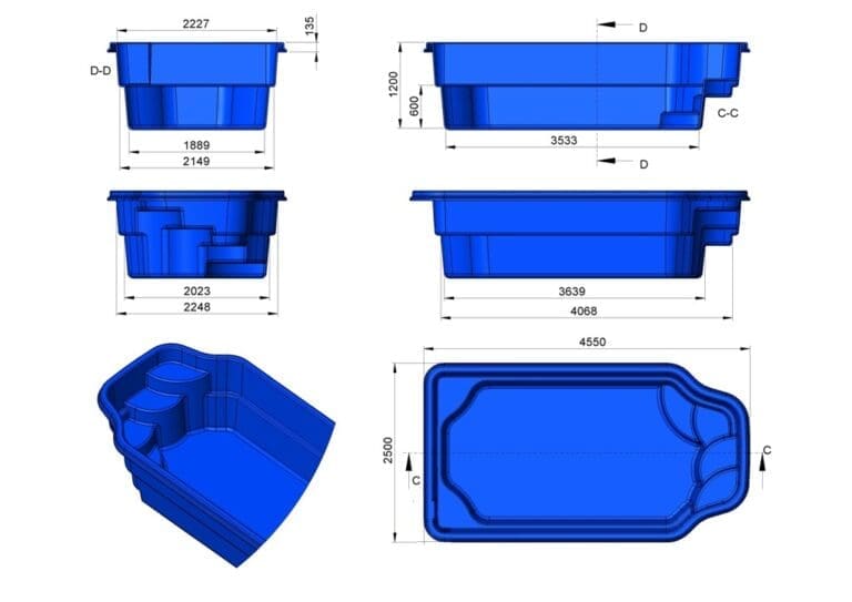 Agos 4.5m x 2.5m x 1.2m Swimming Pool - My Pool Direct 🩱
